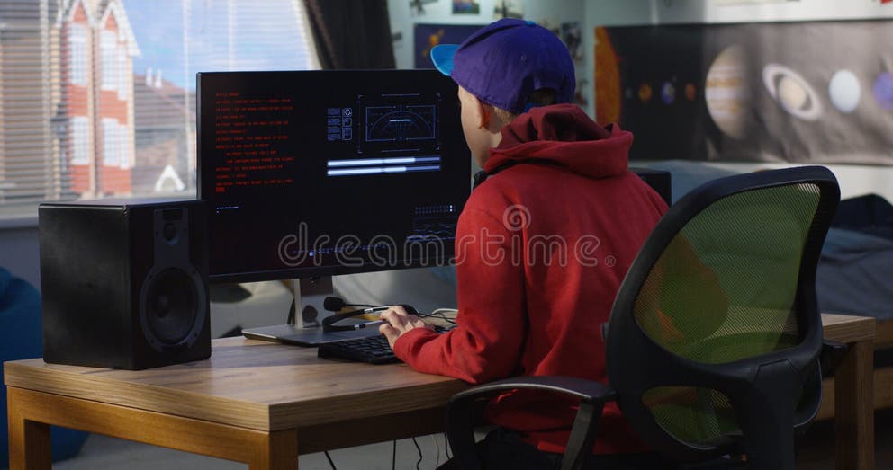 Programmer Boy Coding on His Computer Stock Photo - Image of lifestyle ...