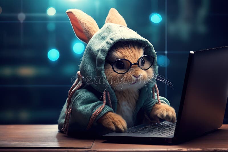 Programmer Bunny with Laptop. Generative Ai Stock Illustration ...