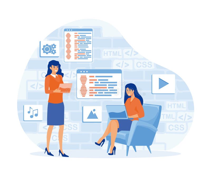 Programmer Cartoon Character Developing Website Coding Stock Vector Illustration Of