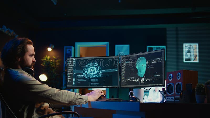 Programmer Chatting with Conscious AI Superintelligence Having Moral ...