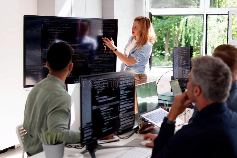 Programmer Code Training in Classroom Stock Image - Image of office ...