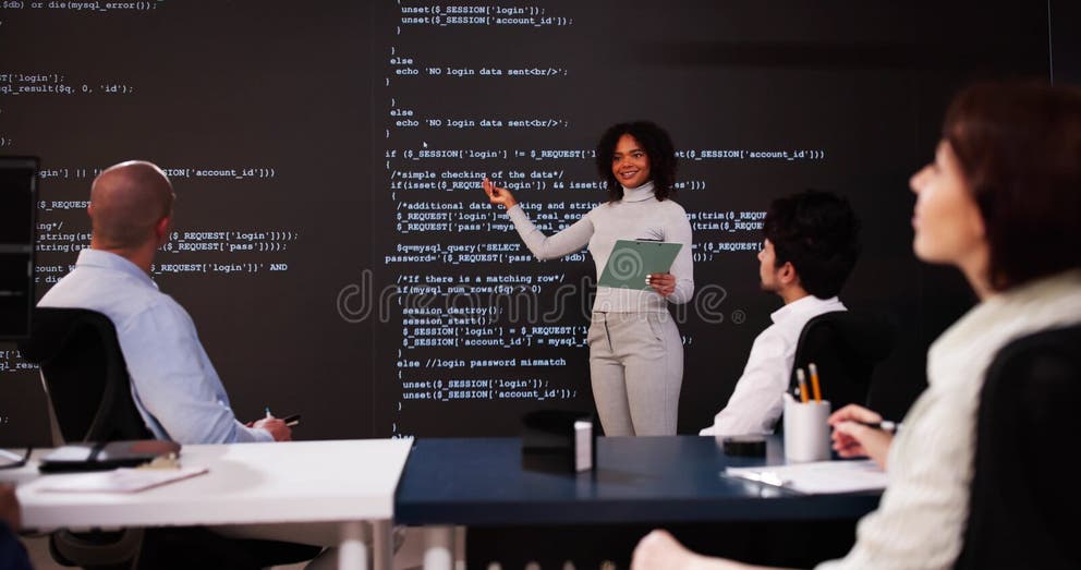 Programmer Code Training in Classroom Stock Photo - Image of team ...