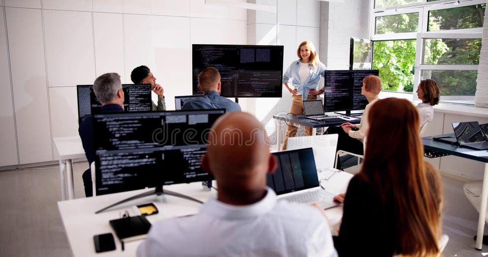 Programmer Code Training in Classroom Stock Photo - Image of black ...