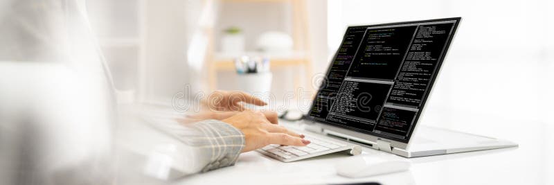 Programmer or Coder at Office Desk Stock Photo - Image of female, chair ...