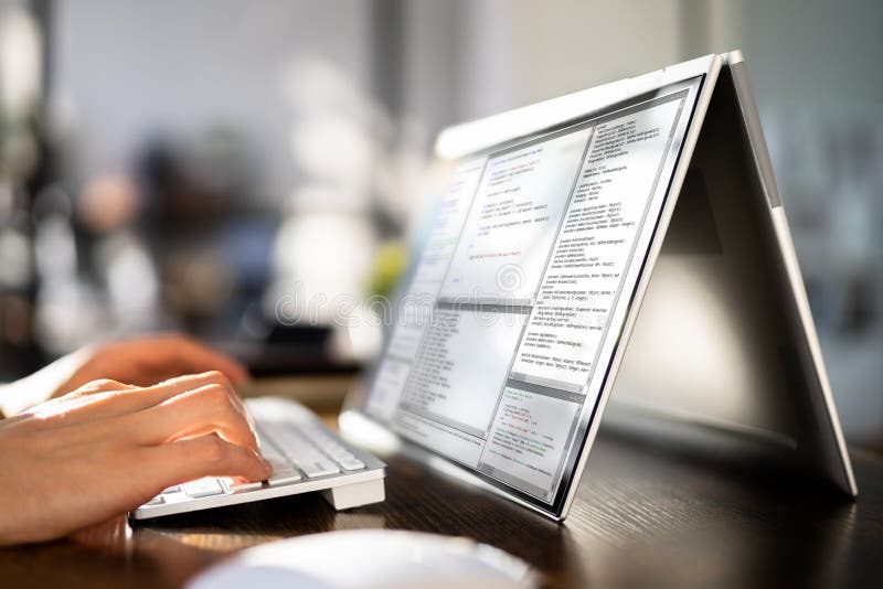 Programmer or Coder at Office Desk Stock Photo - Image of desk, indoors ...