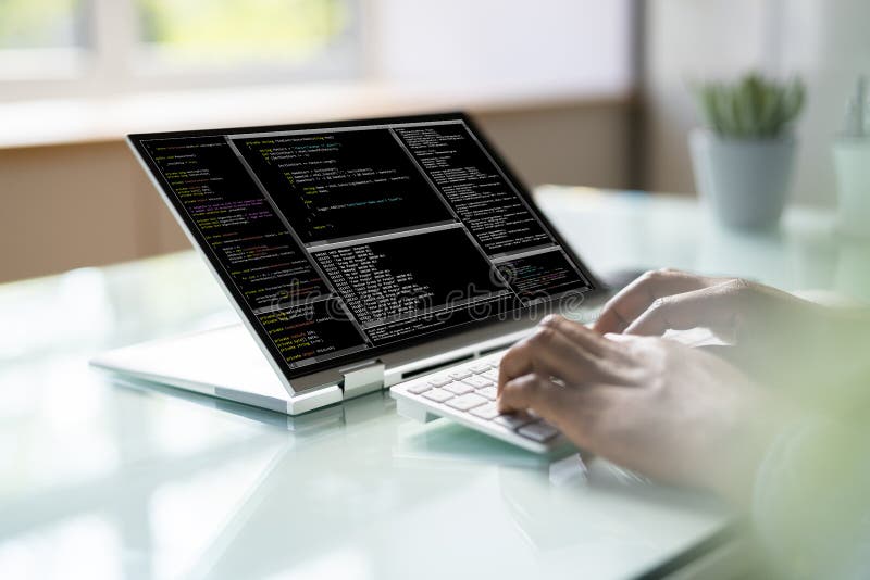 Programmer or Coder at Office Desk Stock Image - Image of digital ...