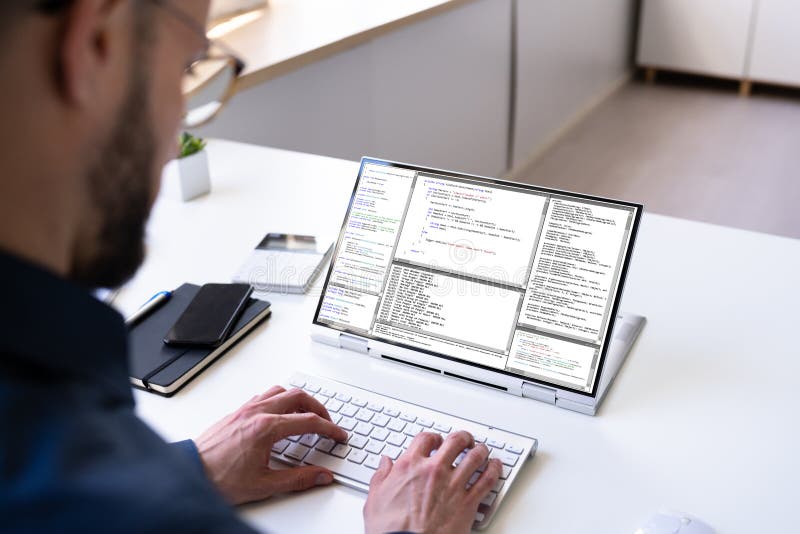 Programmer Or Coder At Office Desk Stock Image Image Of Working