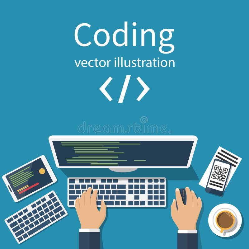 Programmer Coder Vector Stock Vector Illustration Of Concept 88616724
