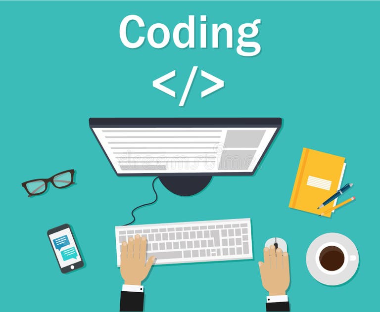 Programmer, Coder in the Workplace Sitting at a Computer. Software ...