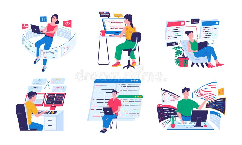 Programmer Of Engineers Developer Team Stock Vector Illustration Of