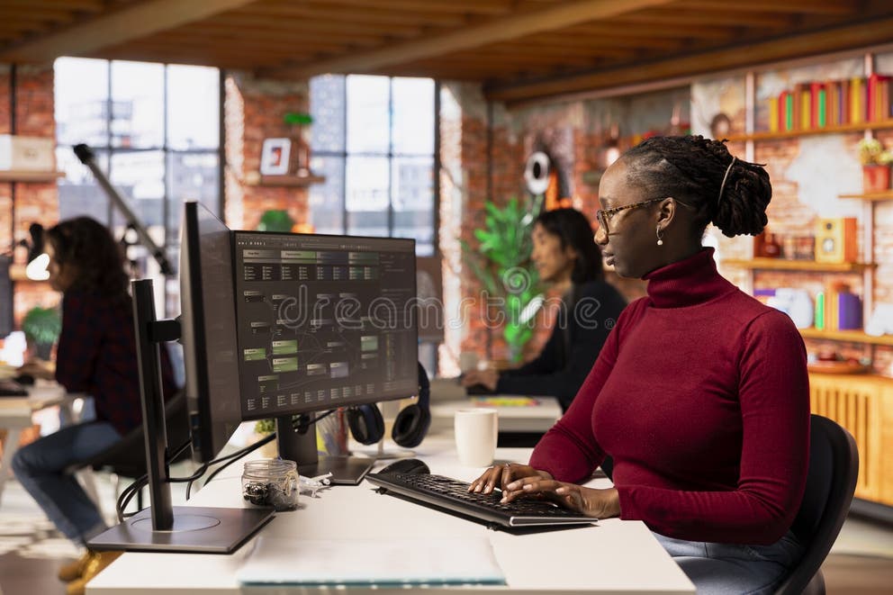 Programmer Coding Advanced AI Algorithm in Startup Workspace Stock Photo - Image of engineer ...