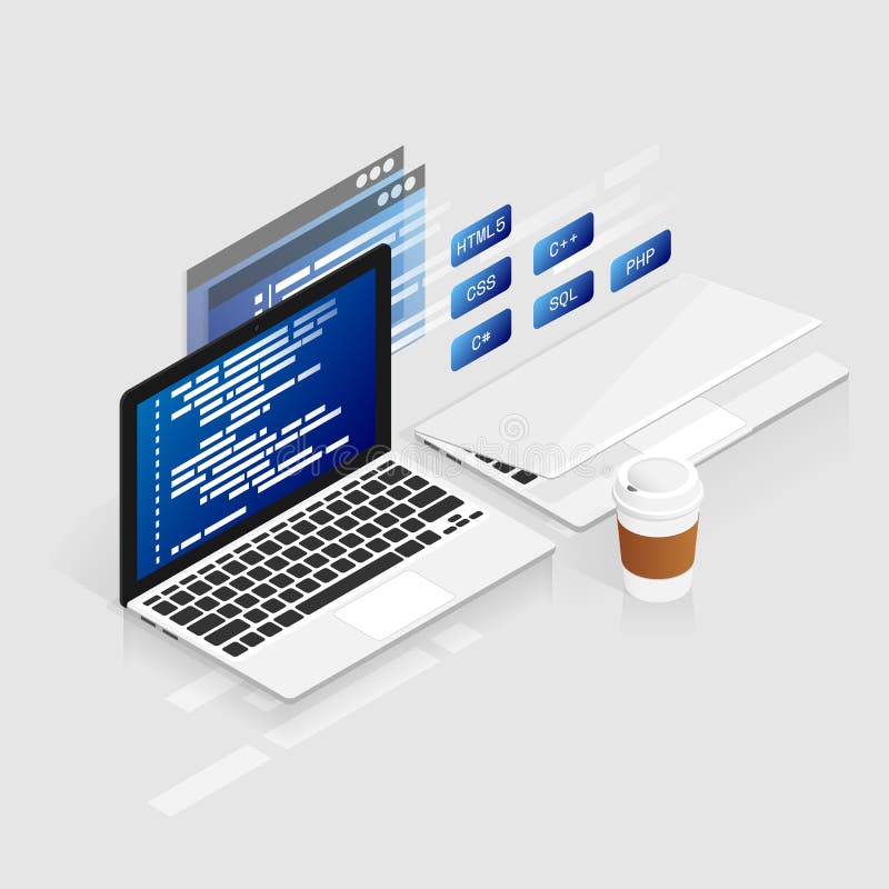 Programmer Coding Binary Computerprogrammer Skill Isometric Vector Stock Vector Illustration