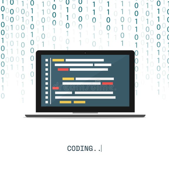 Programmer Coding Binary Computer Isometric Flat Vector Stock Vector - Illustration of ...