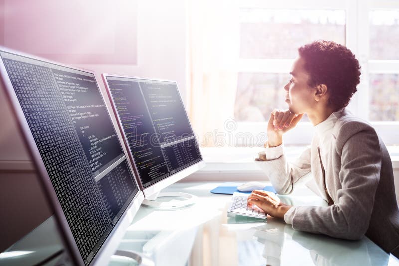 African American Programmer Woman Coding Stock Image - Image of desk ... African American Programmer Woman Coding Stock Image - Image of desk ...