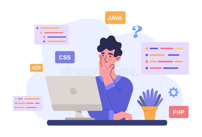 Programmer coding concept stock vector. Illustration of support - 224848486