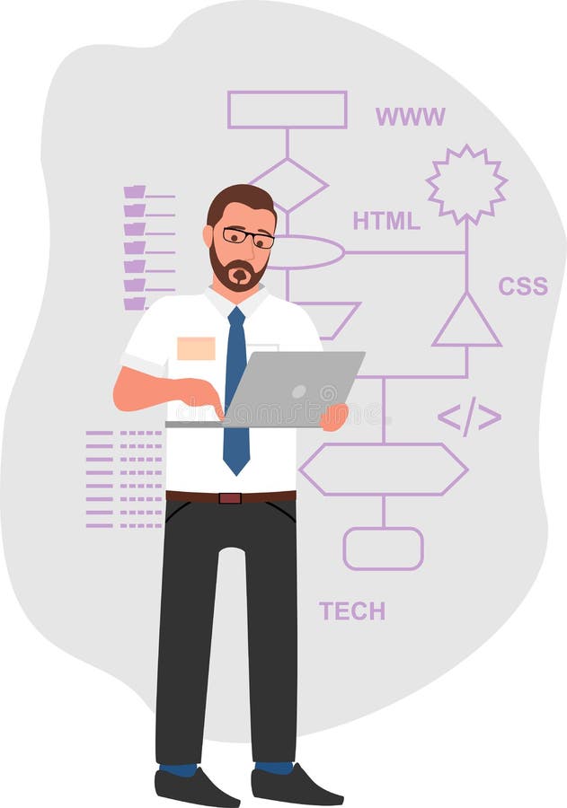 Computer Man Standing Stock Illustrations – 19,038 Computer Man ...