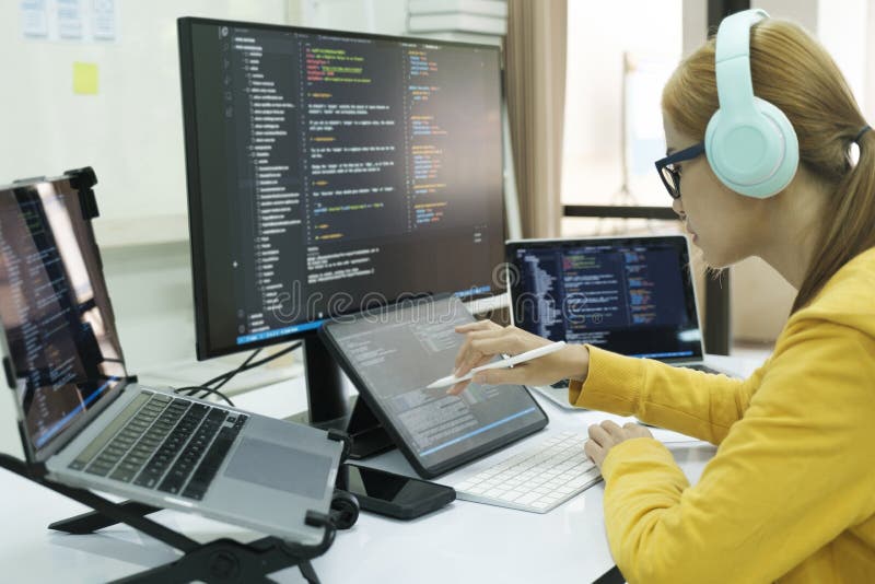 Programmer is Coding and Programming Software. Stock Image - Image of binary, project: 252999061