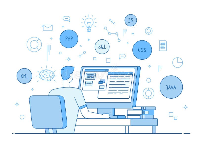 Computer Programming Language Colorful Button Icon Hello World Stock Vector Illustration Of