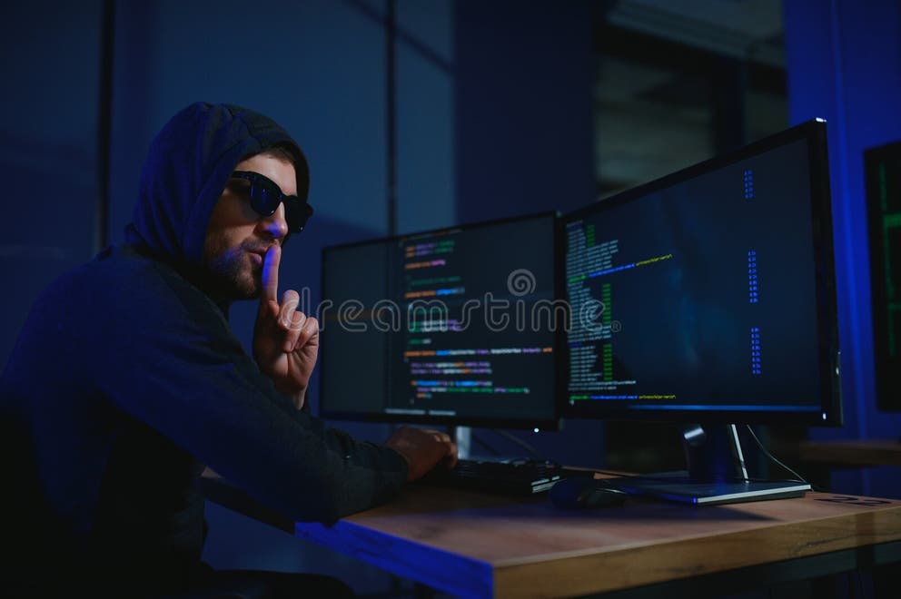 Programmer or Computer Hacker Typing Code Stock Photo - Image of multiple, cyber: 308948214