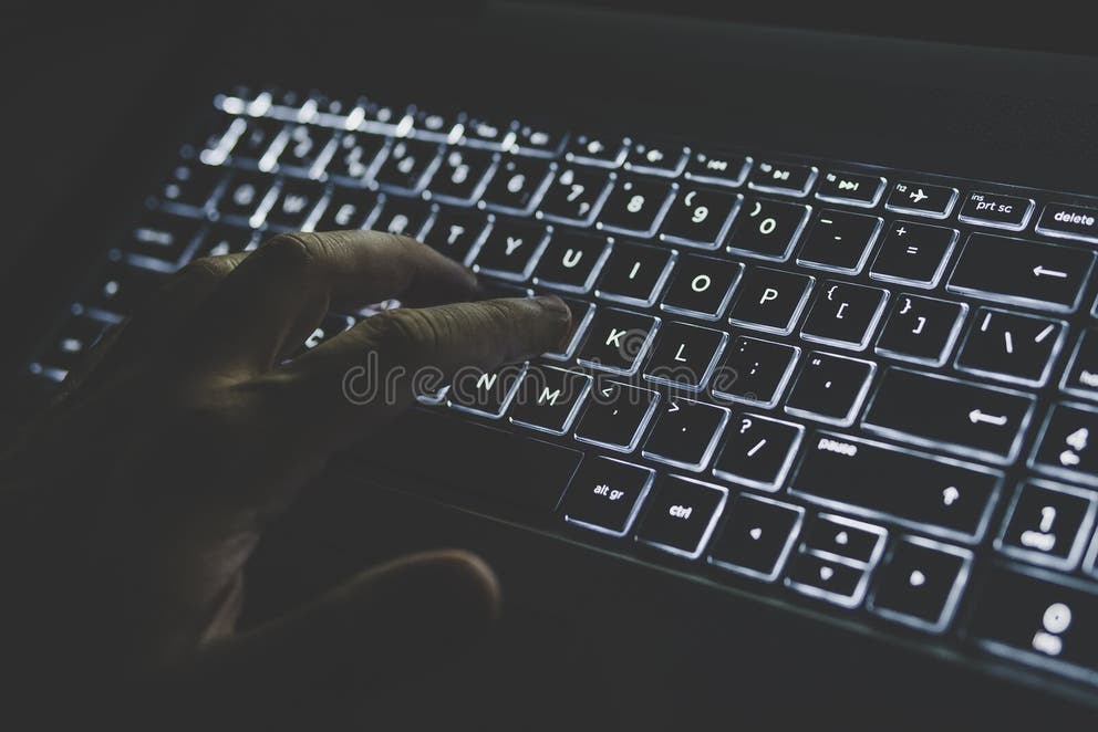 Programmer or Computer Hacker Typing Code on Laptop Keyboard. Keypad is ...