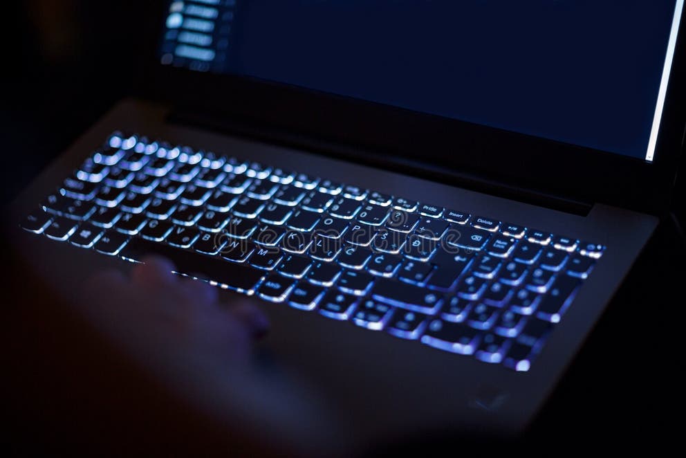 Programmer or Computer Hacker Typing Code on Laptop Keyboard Stock ...