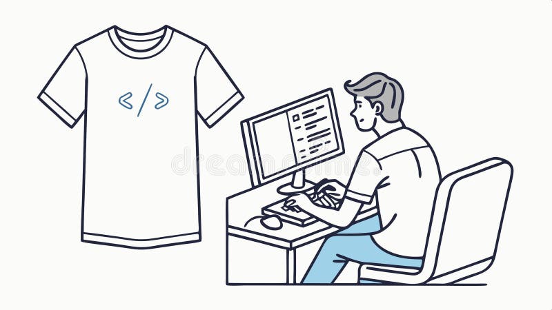 Programmer At Computer Illustration Coding And Software Development Themes Vector Design