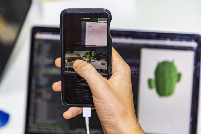 Mobile App Programing on Smartphone Concept Stock Photo - Image of ...