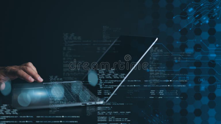 Programmer and Cyber Security Technology, Digital Technology, Software Development Concept ...