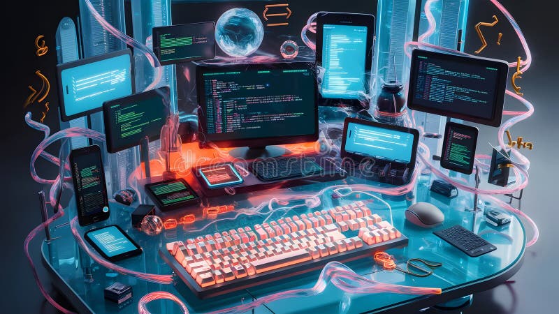 Programmer Day Amazing And Dynamic Composition Of Programming Related Icons Stock Illustration