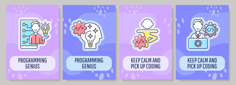 Programmer Day Celebration Greeting Card with Color Icon Element Set ...