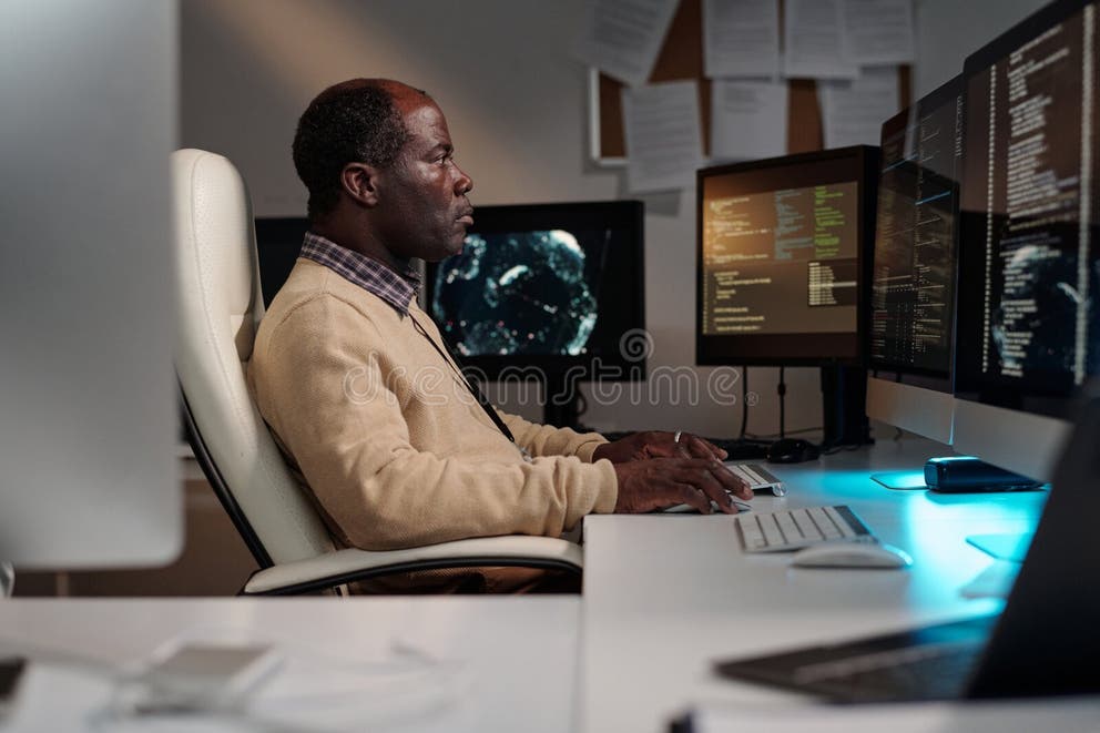 Programmer Decoding Data on Screen Stock Photo - Image of adult, network: 352236790