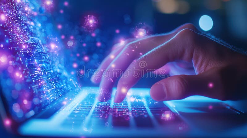 Programmer Developing Holographic Software Using Futuristic Holographic Computer Interface ...