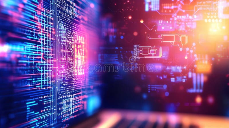 Programmer Developing Innovative Software Using Futuristic Holographic Computer Interface Person ...