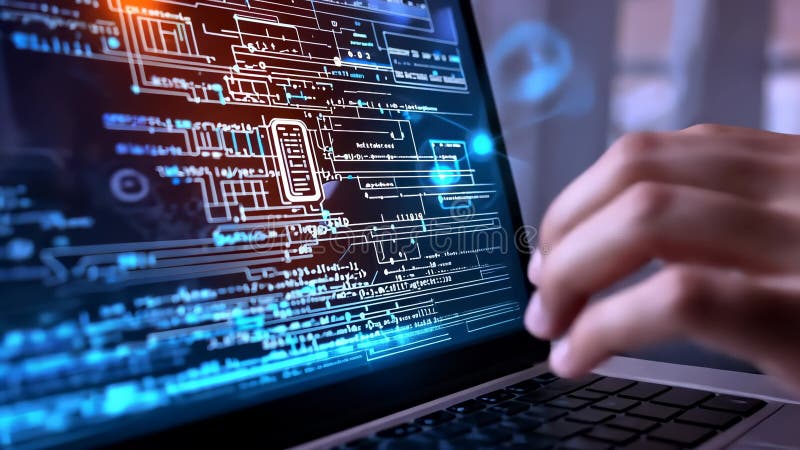 Programmer Developing Innovative Software Using Futuristic Holographic Futuristic Interface ...