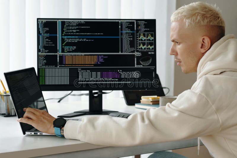 Programmer Developing New Code for Software Stock Image - Image of internet, office: 354082773