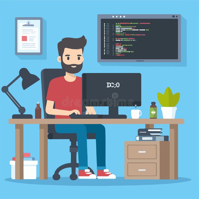 Programmer Developing Programming and Coding Technologies Stock Vector - Illustration of design ...