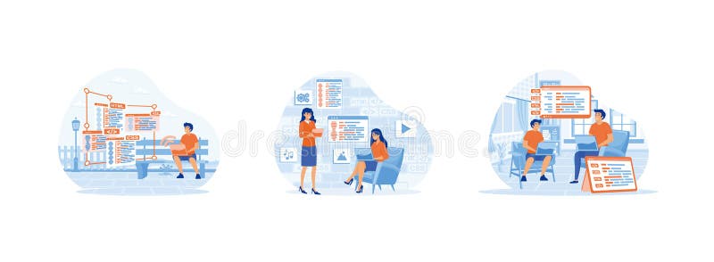 Programmer Developing Website, Coding. Software Development Company Office in a Team Work Stock ...