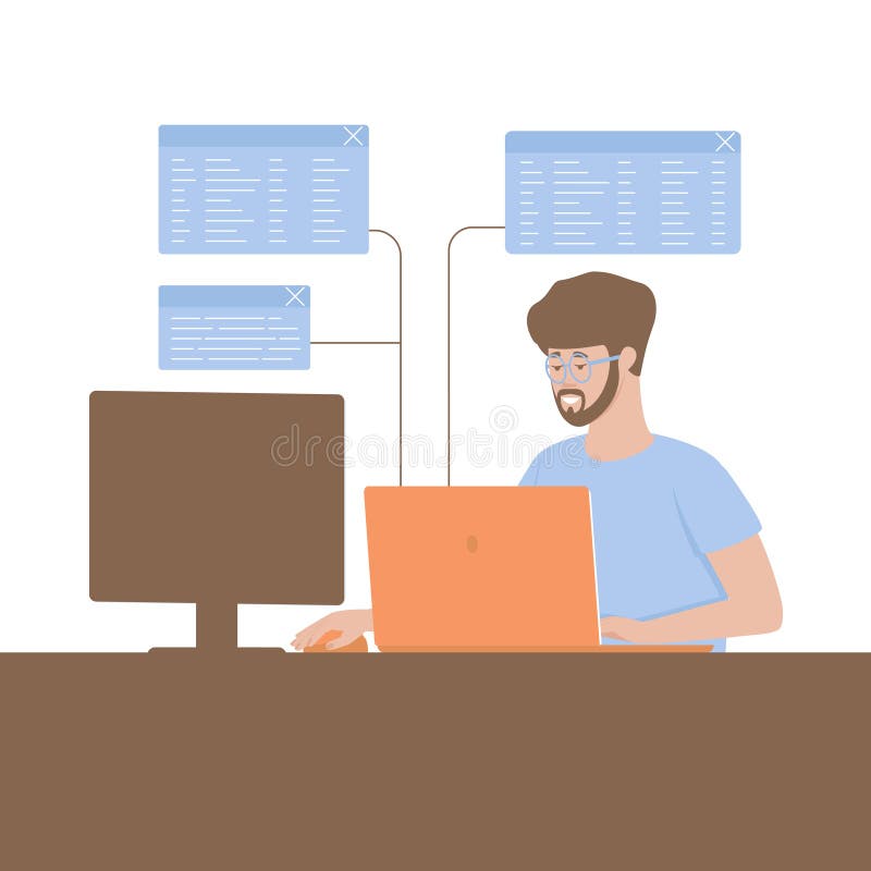 The Programmer Develops Algorithms and Computer Programs Stock ...