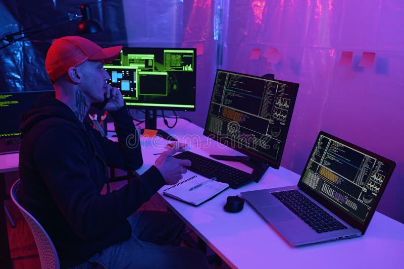 Programmer Discussing Interface on the Phone Stock Image - Image of ...