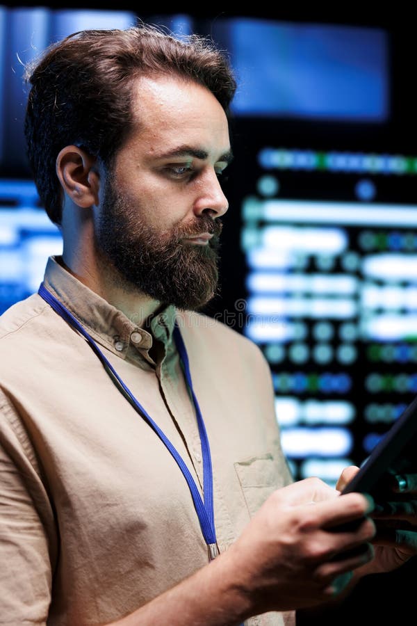 Programmer Does Server Examination Stock Photo - Image of computing ...