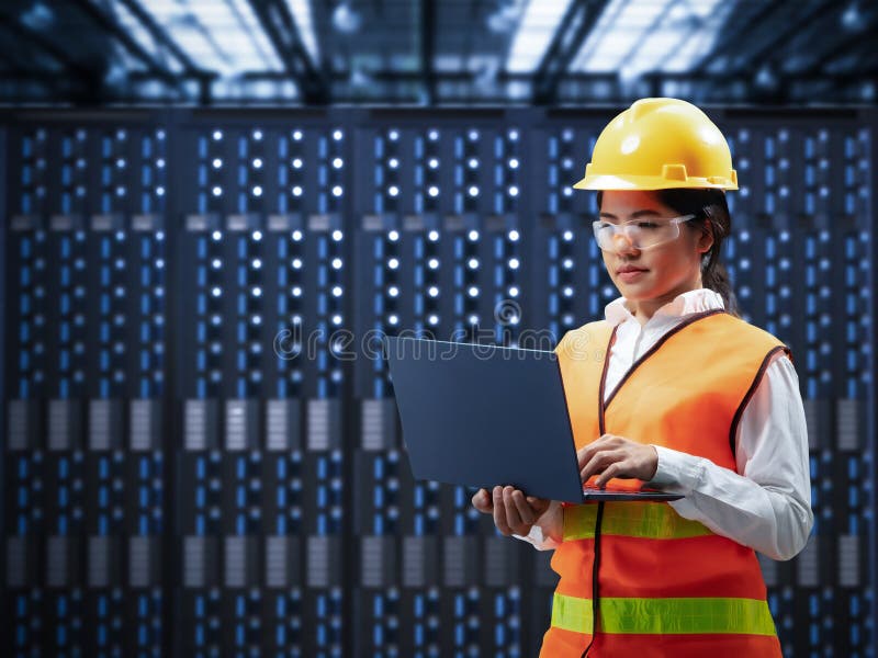 Programmer or Engineer in Server Room Stock Photo - Image of engineer ...