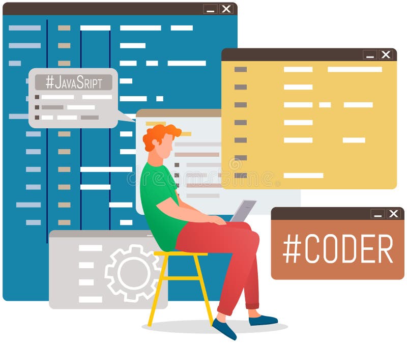 Programmer Engineering And Coding Set Of Programmers Working On Web Development On Computers