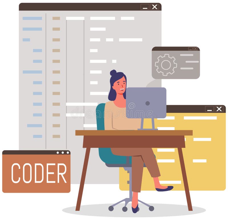 Programmer Engineering And Coding Set Of Programmers Working On Web Development On Computers