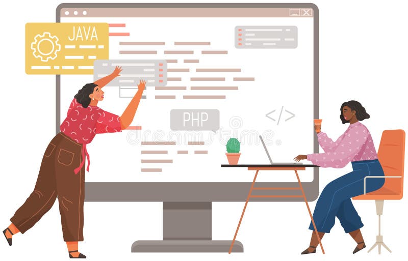 Programmer Engineering And Website Development Programming Or Coding Stock Vector Illustration