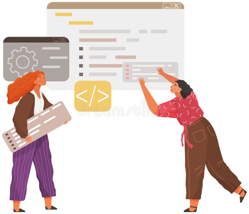 Programmer Engineering and Coding. Set of Programmers Working on Web Development on Computers ...