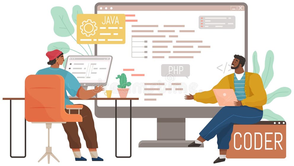 Programmer Engineering and Coding. Set of Programmers Working on Web Development on Computers ...