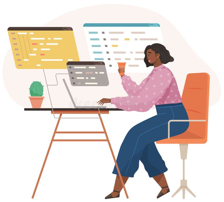 Programmer Engineering and Coding. Set of Programmers Working on Web ...