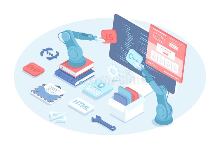 Programmer Engineering and Coding. Web Development Illustration. Work ...