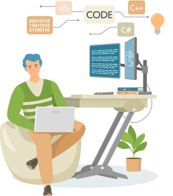 Programmer Engineering and Coding. Programmer Working on Web ...