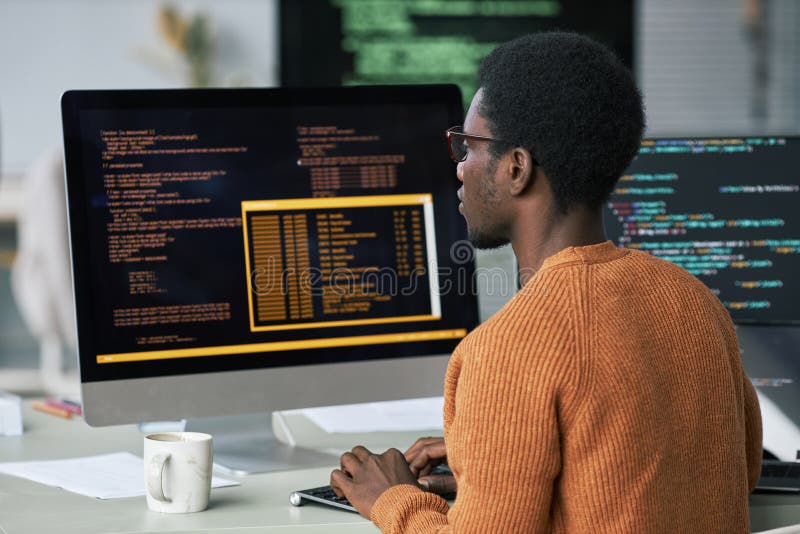 Programmer Fixing Code stock photo. Image of table, workspace - 262652874
